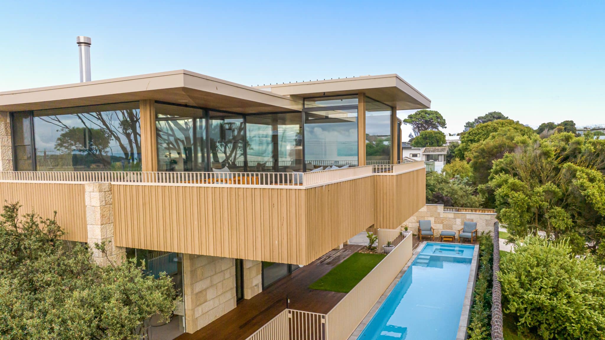 A bold wall cladding choice for this coastal home